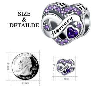 Dazlily Birthstone Charms 925 Sterling Silver Love Heart Charms