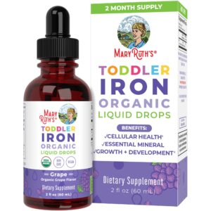 maryruth organics iron supplement for toddlers | liquid iron supplement for children ages 1-3 | iron supplement for iron deficiency | ferrochel | sugar free | vegan | non-gmo | gluten free | 2 fl oz