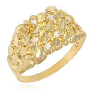 10k real gold cz nugget signet ring, 8.5