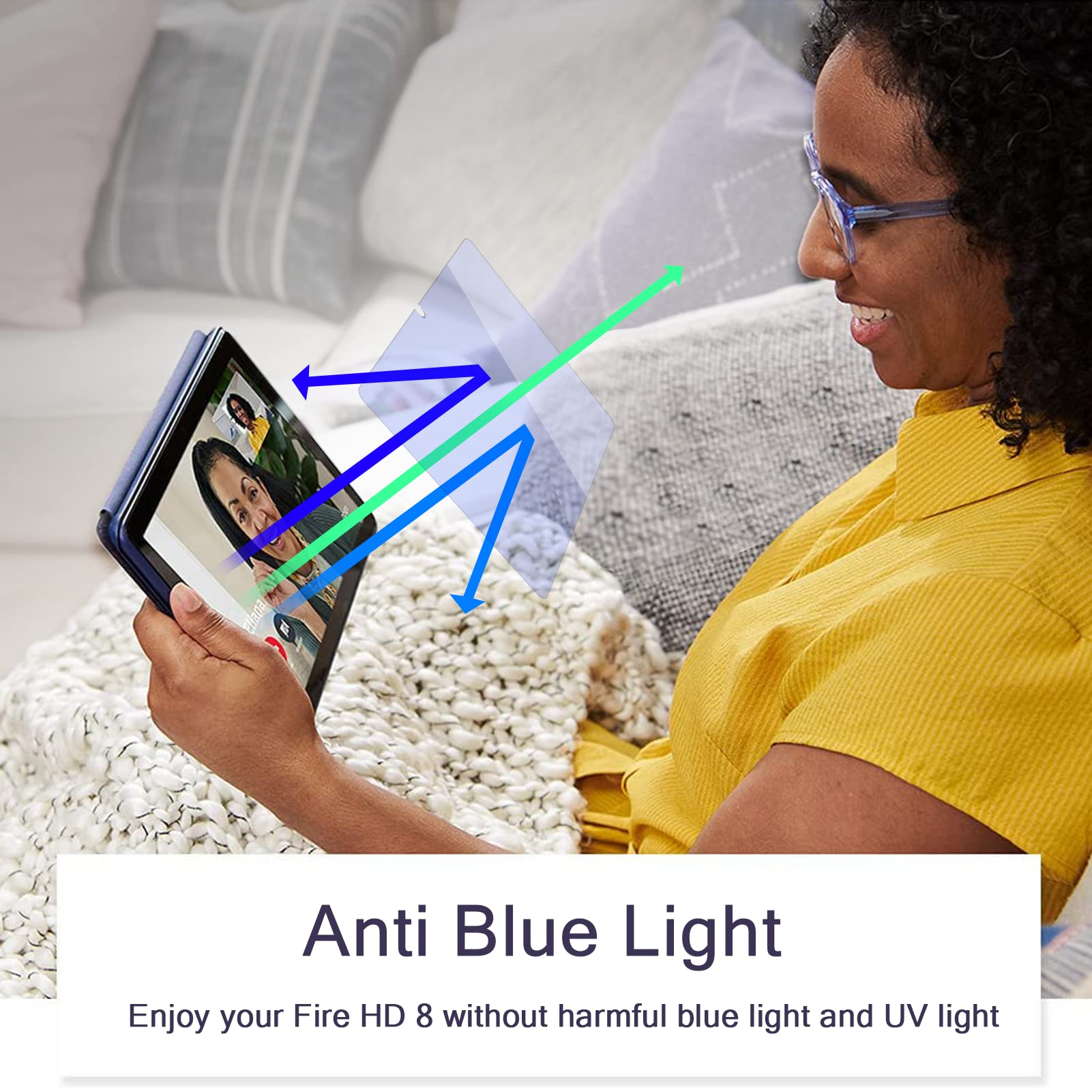 (2 pack) Anti-Blue Light Screen Protector for All-New Fire HD 8/ Fire HD 8 Plus/ Fire HD 8 Kids (12th/10th Generation-2022/2020 Released), Anti-Glare High Definition Clear Shield PET Screen Film by IPROKKO