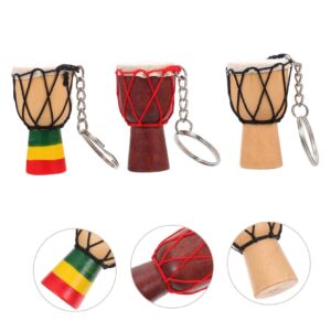 Djembe Drum Keychain African Percussion Drum Charm Pendant Key Ring Mini Percussion Instrument Decor for Car Bag Handbag 3Pcs