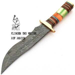 KNI-8936 Handmade Damascus Steel Fixed Blade Hunting Knife with Sheath