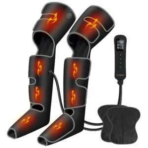 shine well leg massager with heat and compression, leg compression massager for circulation, 3 heat 3 modes 3 intensities full leg massager for pain relief and swelling, fsa hsa eligible