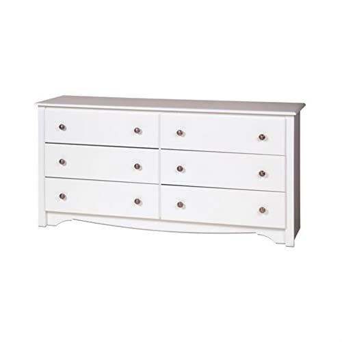 Sonoma 6 Drawer Double Dresser for Bedroom, White & Sonoma Nightstand with Open Shelf, White