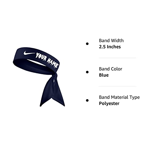 B3 U ATHLETICS Custom Personalized Drippy Name Athletic Moisture Wicking Sports Head Tie Headband - White Black Red Blue Yellow Orange Green Purple Pink Grey Light Dark Drip (Navy Blue Headband)