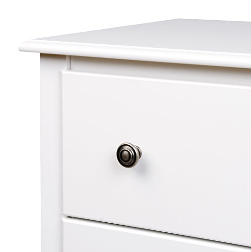 Sonoma 6 Drawer Double Dresser for Bedroom, White & Sonoma Nightstand with Open Shelf, White