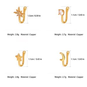 HMOOY 9Pcs Fake Nose Rings, Gold African Nose Cuff Non Piercing Clip On Nose Ring Nose Clip Nose Ring Fake Nose Ring Cuff Nose Clip Jewelry for Women Men (Gold)