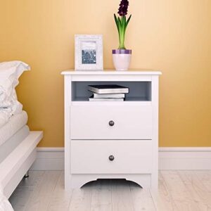 Sonoma 6 Drawer Double Dresser for Bedroom, White & Sonoma Nightstand with Open Shelf, White