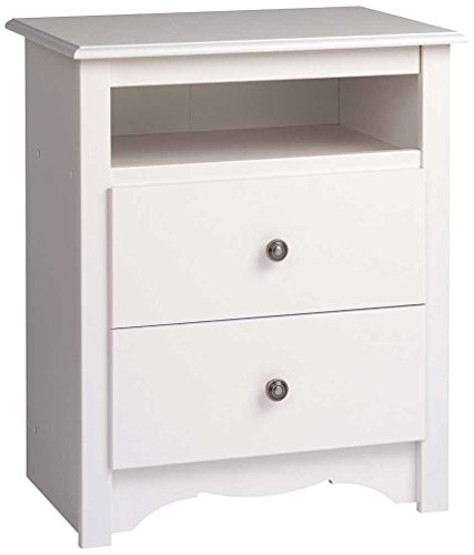 Sonoma 6 Drawer Double Dresser for Bedroom, White & Sonoma Nightstand with Open Shelf, White