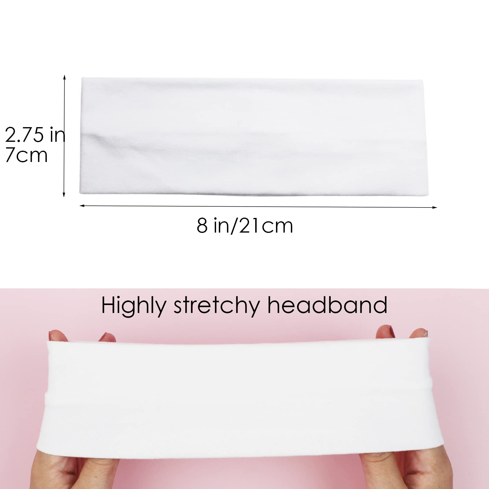 MLMOMVME 6 Pcs White Headbands for Women Hair Cotton Headband for Tie Dye Party Supplies, Non-slip Stretchy Elastic Head Wrap Holder Hair Accessories