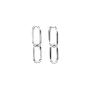 kyerlyn silver earrings for women trendy, dainty sterling silver paperclip square chain link dangle hoop earrings chunky huggie hoop earrings studs hypoallergenic simple jewelry gifts