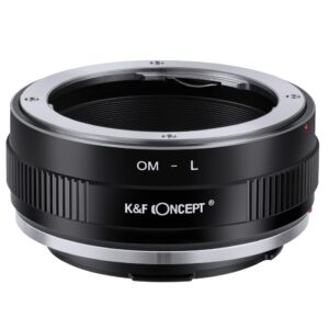 k&f concept lens mount adapter om-l manual focus compatible with olympus om slr lens to l mount camera body