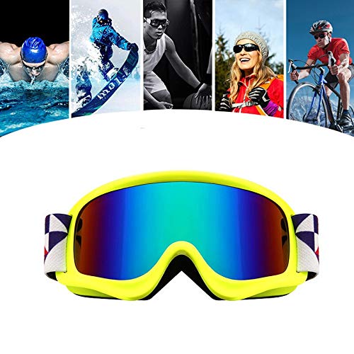 DIJIAMU Ski Goggles Anti-Glare Children Snow Sports Skiing Eyewear Kids Winter Windproof UV400 Ski Glasses Boys & Girls Anti-Fog Snowboard Goggles Snowboard Goggles (Color : Yellow)