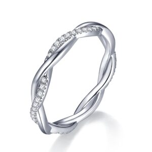 gmond wedding band for women wedding rings for women cubic zirconia ring eternity bands for women dainty rings with 18k gold plated twisted rope size 3-13, 4 uk, gemstone, cubic zirconia