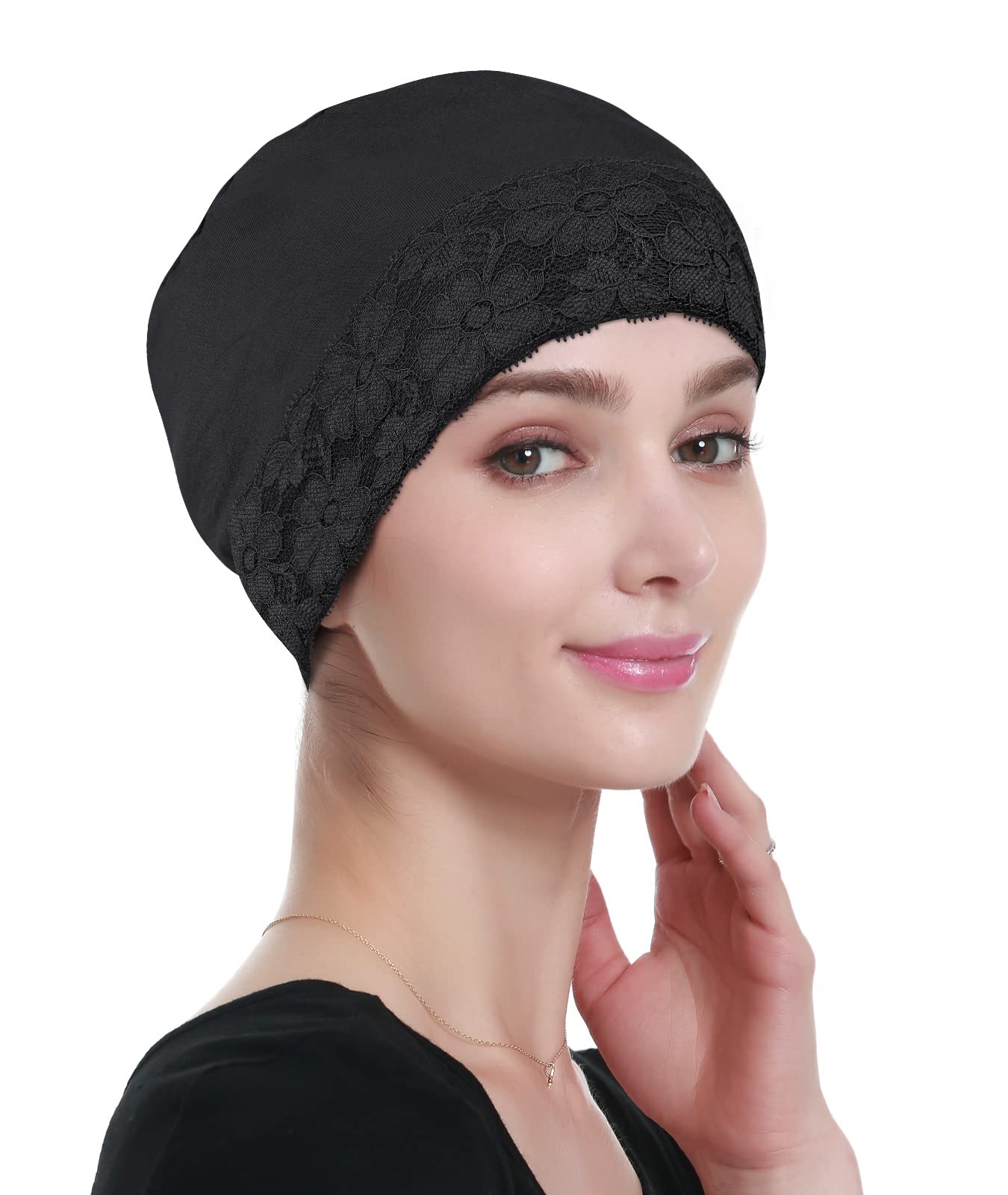 Alnorm Chemo Scarves for Women Sleep Hats for Cancer Patients Black