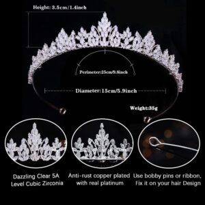 Aoligrace 5A Cubic Zirconia Small Wedding Crowns for Women Princess Girls Tiara Sweet 16 Sparkly CZ Birthday Party Headpieces