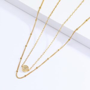 LOKLIFFAI Gold Dainty Choker Necklace Cz Pearl Pendant Necklace Chain Layered Necklace for Women