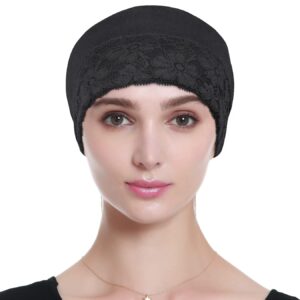 Alnorm Chemo Scarves for Women Sleep Hats for Cancer Patients Black