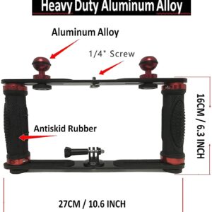 Aluminium Alloy Underwater Lights Dive Light Video Light Stabilizer Tray Handheld Handle Stabilizer Support Bracket Camera Mount for Action Camera and Any Other Camera with 1/4 inch Screw Hole