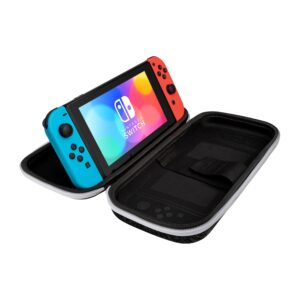 PDP Gaming Officially Licensed Switch Slim Deluxe Travel Case - OLED Edition - Hardshell Protection - Protective Vegan Leather - Black/White - Nintendo Switch