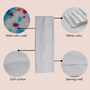 MLMOMVME 6 Pcs White Headbands for Women Hair Cotton Headband for Tie Dye Party Supplies, Non-slip Stretchy Elastic Head Wrap Holder Hair Accessories