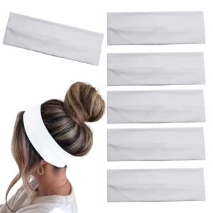 mlmomvme 6 pcs white headbands for women hair cotton headband for tie dye party supplies, non-slip stretchy elastic head wrap holder hair accessories