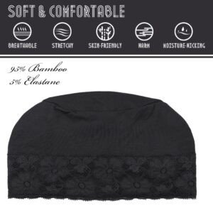 Alnorm Chemo Scarves for Women Sleep Hats for Cancer Patients Black