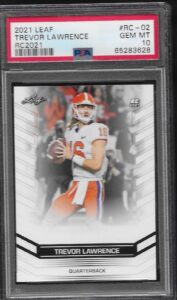 psa 10 trevor lawrence 2021 rookie card leaf graded psa gem mint 10 jaguars superstar young quarterback