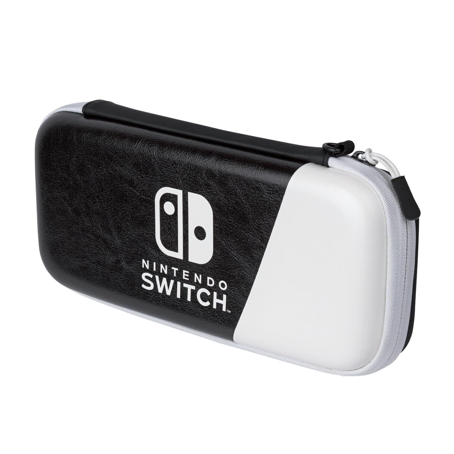 PDP Gaming Officially Licensed Switch Slim Deluxe Travel Case - OLED Edition - Hardshell Protection - Protective Vegan Leather - Black/White - Nintendo Switch