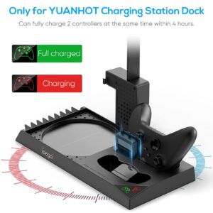 Cooling Fan Stand for Xbox Series S with 4-Pack 1400mAh Rechargeable Battery Pack, YUANHOT Vertical Charging Station Dock Accessories with Controller Charger Port & Cooler System for XSS - White