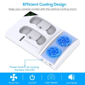 Cooling Fan Stand for Xbox Series S with 4-Pack 1400mAh Rechargeable Battery Pack, YUANHOT Vertical Charging Station Dock Accessories with Controller Charger Port & Cooler System for XSS - White