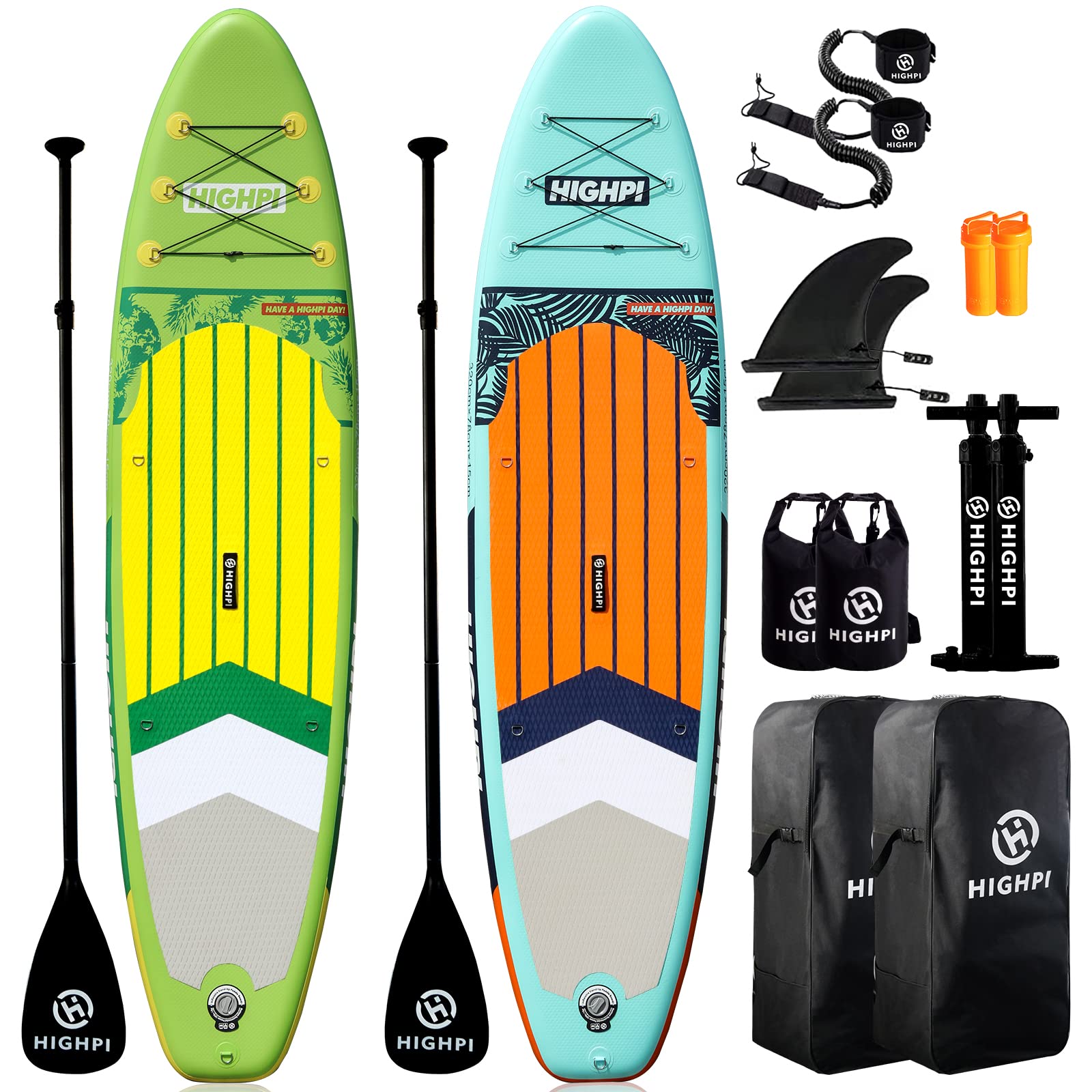 Highpi Inflatable Stand Up Paddle Boards, 10'6''x31''x6'' SUP with Accessories Backpack Anti-Slip Deck, Leash, Adjustable Paddle and Hand Pump, Waterproof Bag, Standing Boat for Youth & Adult