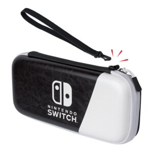 PDP Gaming Officially Licensed Switch Slim Deluxe Travel Case - OLED Edition - Hardshell Protection - Protective Vegan Leather - Black/White - Nintendo Switch