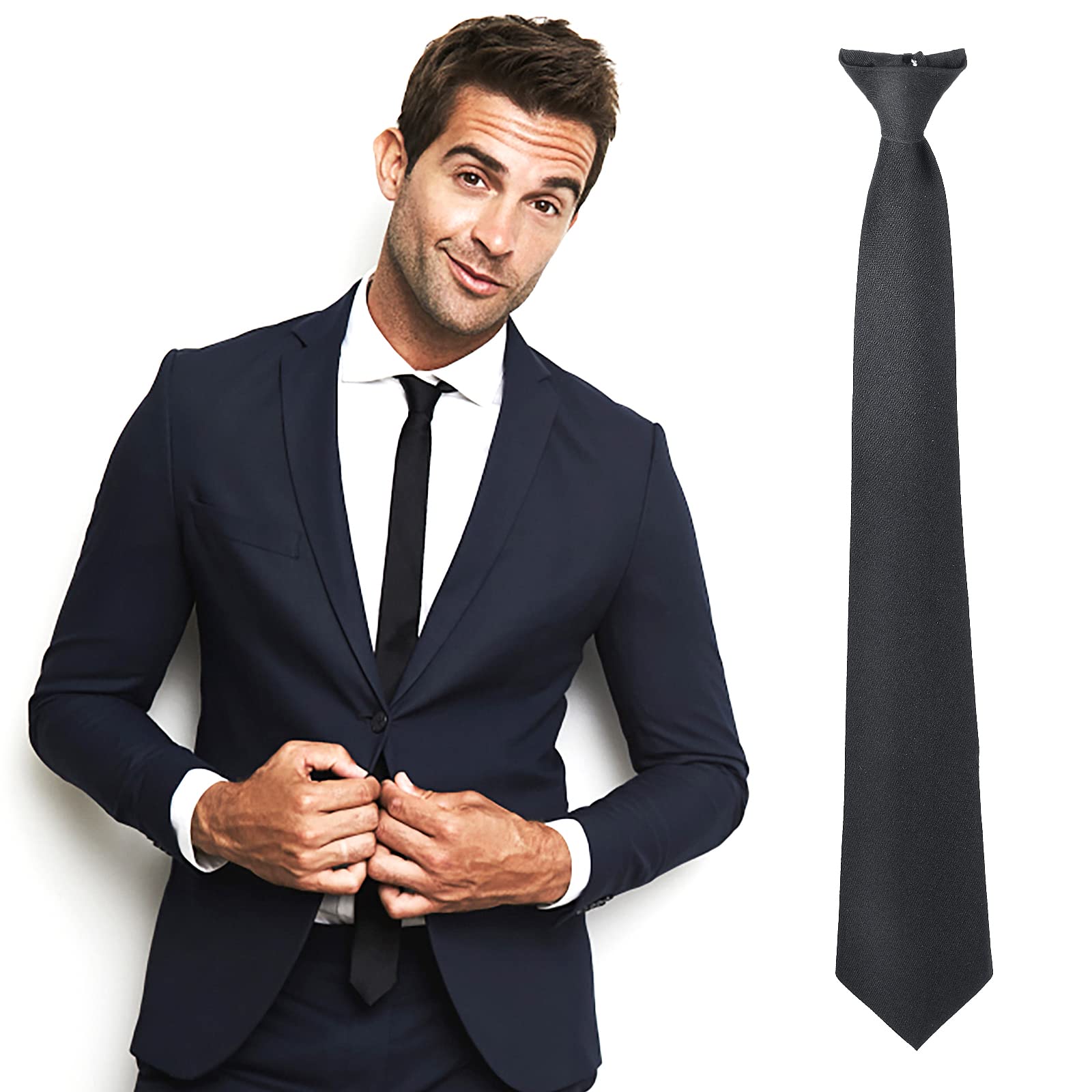 Yolev Men's Clip On Ties 20 Inches Solid Color Clip-on Neckties Pre-tied Neckties for Wedding Office School Uniform