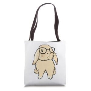 cute mini holland lop bunny rabbit lover glasses easter tote bag