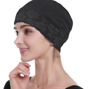 Alnorm Chemo Scarves for Women Sleep Hats for Cancer Patients Black