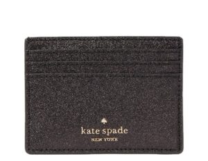 kate spade new york shimmy glitter boxed small faux leather cardholder (black)