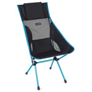 helinox sunset chair lightweight, high-back, compact, collapsible camping chair, black, with pockets