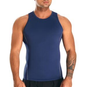 haenpisy mens workout sleeveless shirts gym quick dry muscle tank top running athletic moisture wicking t shirt(x-large, blue)