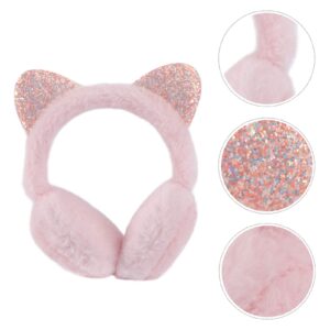 SOIMISS Winter Earmuff for Cute Cat Ear Muffs Plush Sequin Foldable Earmuffs Ear Warmer for Girls Boys