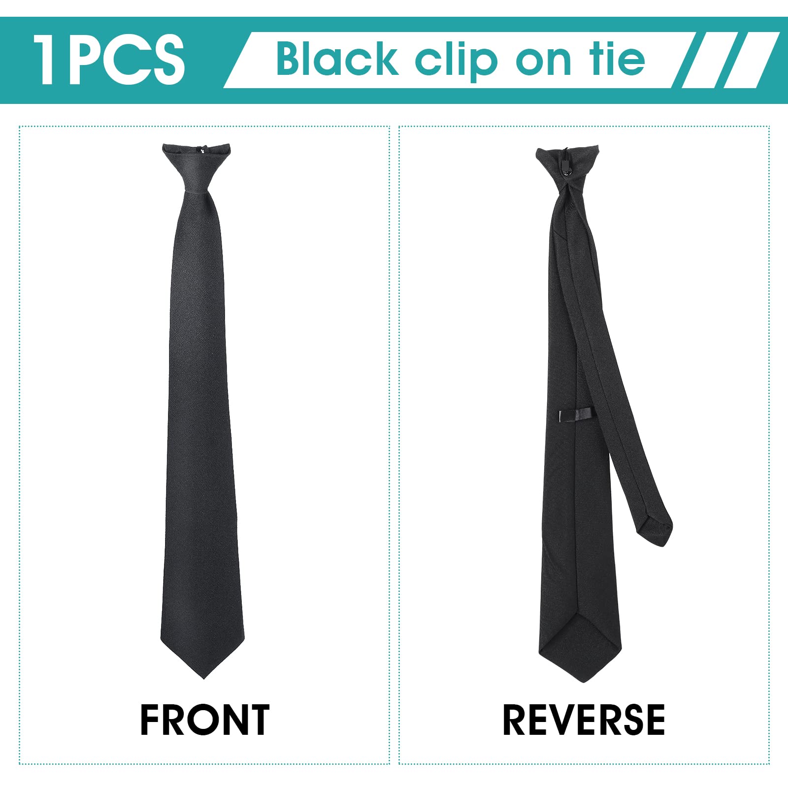 Yolev Men's Clip On Ties 20 Inches Solid Color Clip-on Neckties Pre-tied Neckties for Wedding Office School Uniform