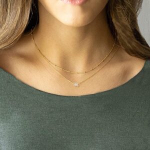 LOKLIFFAI Gold Dainty Choker Necklace Cz Pearl Pendant Necklace Chain Layered Necklace for Women