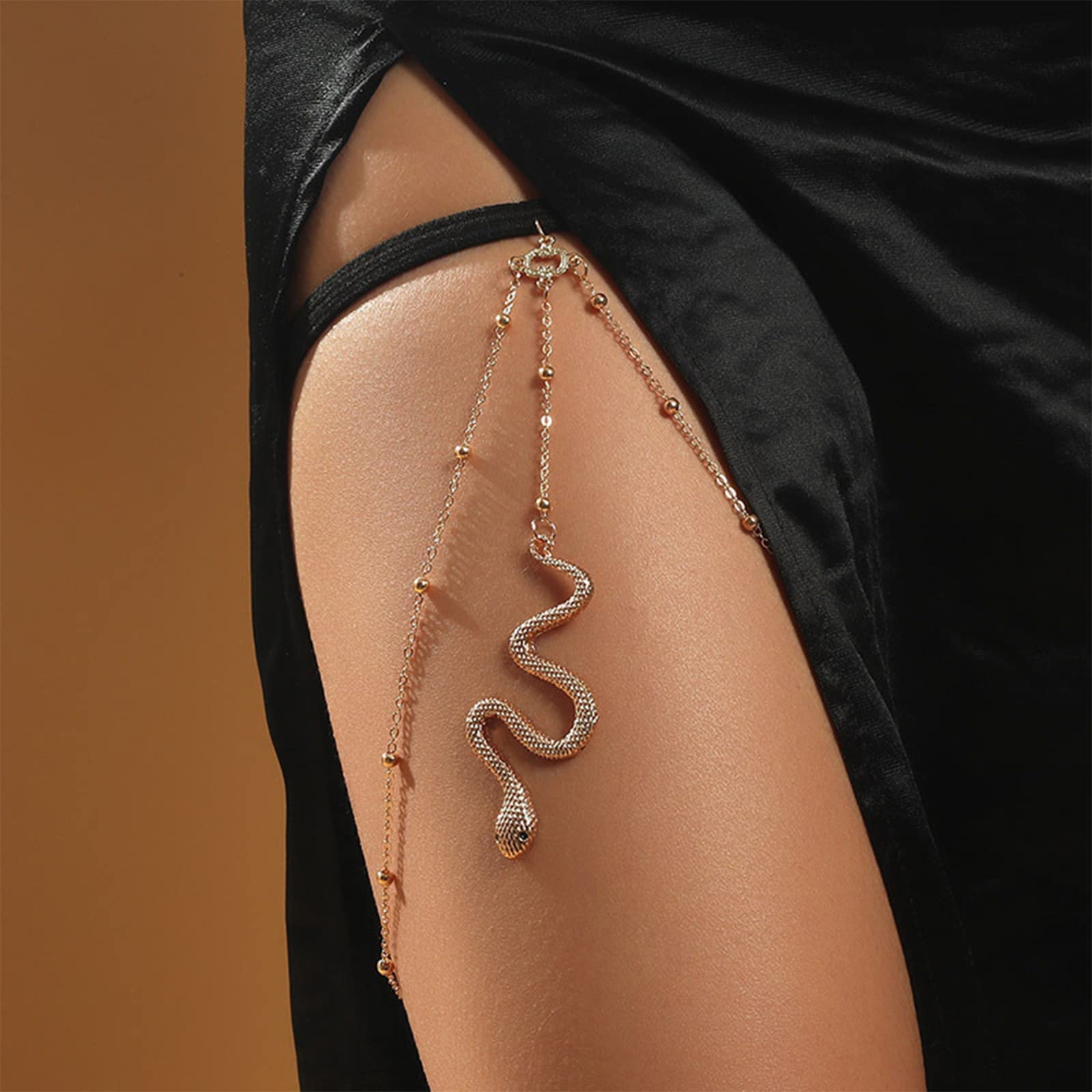 Gold Snake Thigh Chain for Women Snake Pendant Thigh Accessories Beach Boho Style Leg Chain Jewelry Halloween Costume Accessories