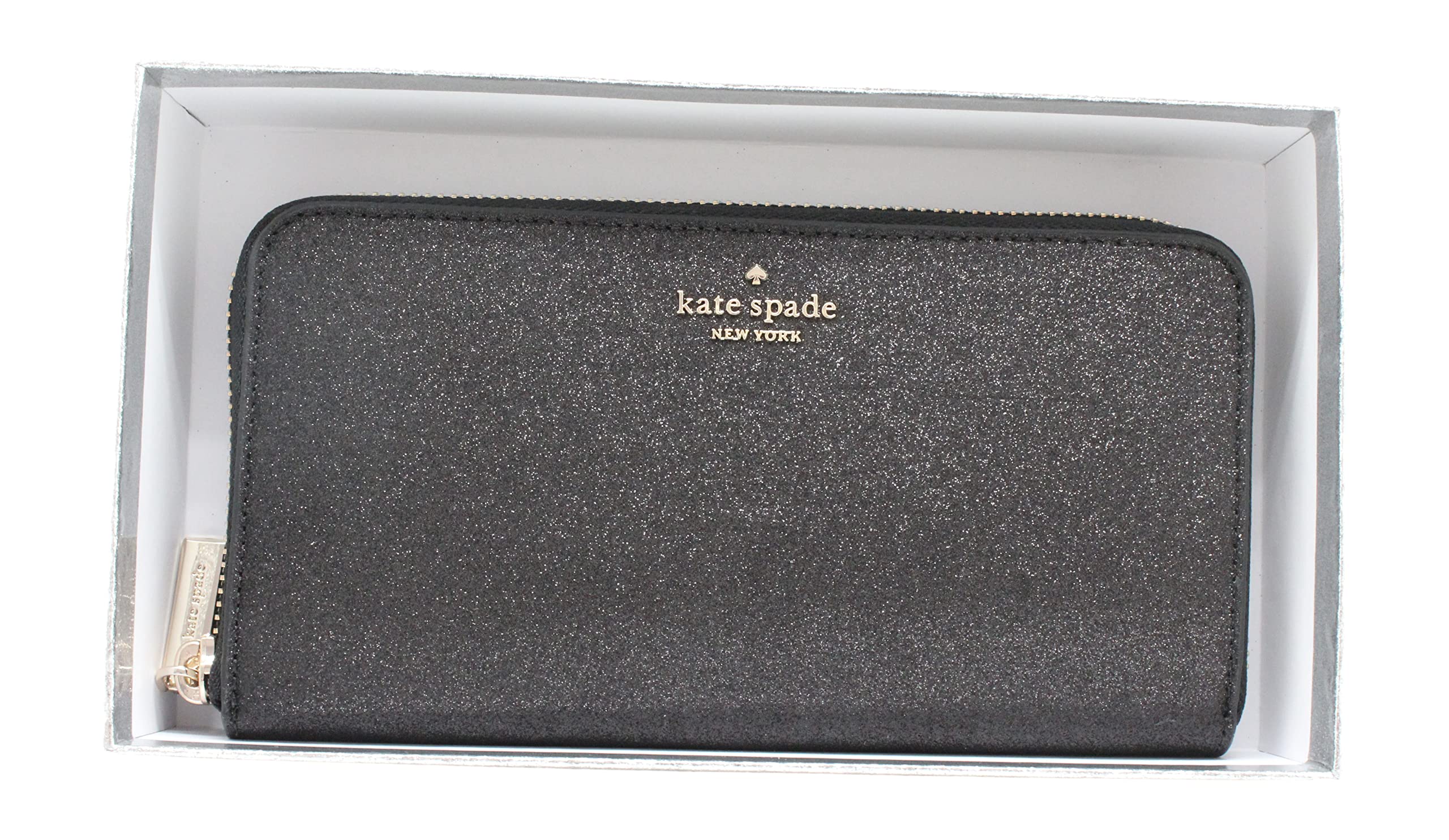 Kate Spade New York Shimmy Glitter Boxed Large Continental Wallet Black