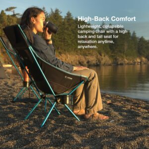 Helinox Sunset Chair Lightweight, High-Back, Compact, Collapsible Camping Chair, Black, with Pockets