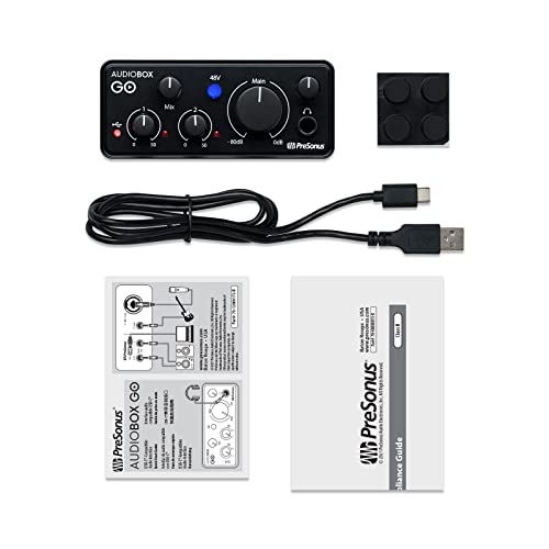 PreSonus AudioBox GO | USB-C Audio Interface for music production with Studio One DAW Recording Software, Music Tutorials, Sound Samples and Virtual Instruments