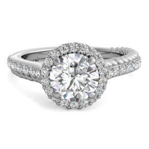 engagement ring 1.54 ct two-sided split halo moissanite engagement rings for women 18k size 7.5