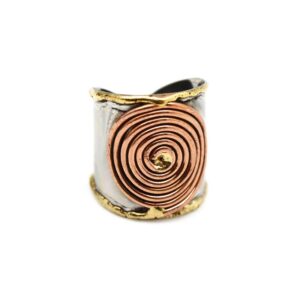 anju r044 copper concentic circles janya mixed metal ring