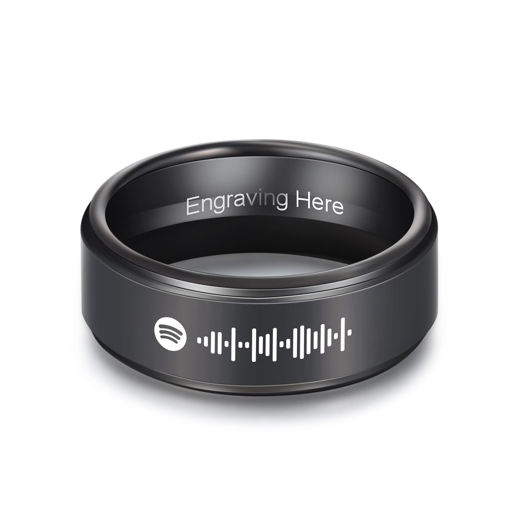 LoraPetid Scannable Custom Spotify Code Music Promise Rings Personalized Wedding Band Rings for Men Women Dad Mom BBF Engraved Song Name Rings Stainless Steel Ring Jewelry Gift (9)