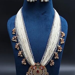 OZANOO Kundan Necklaces Set For Women And Girls, Kundan Necklace Set Jaipuri Jewellery/Indian Traditional Jewellery Set For Women And Girls, Necklaces